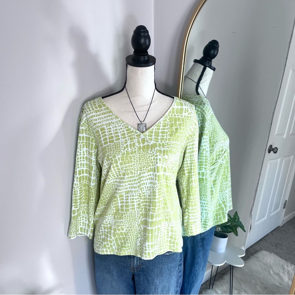 Ruby Rd. | Tops | Ruby Rd Vneck Dotted Light Green Mid Sleeve Blouse ...